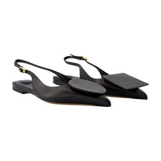 Jacquemus Womens Duelo P Slingback Flat Black Calfskin