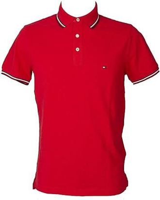 Tommy Hilfiger TH Polo Homme Manches Courtes avec col et Boutons Coton Slim fit Article XM0XM01804 Tommy TIPPE, XLG Primary Red, M