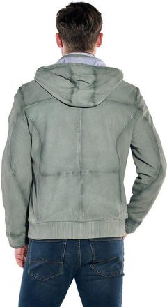 Engbers Lederjacke Herren Lederjacke mit abnehmbarer Kapuze, Hellgruen