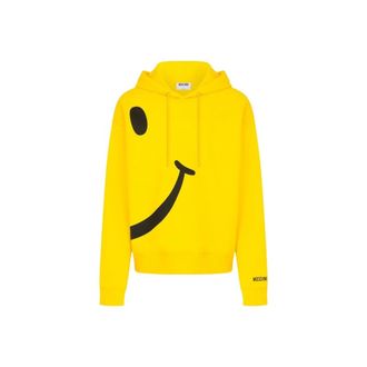 Moschino unisex, Sweatshirts et sweats &agrave; capuche, Jaune, Taille: M Smiley Cotton SweaT-shirt