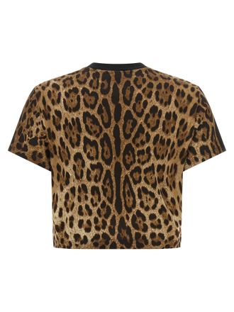 Dolce & Gabbana Leo-Print Cropped T-Shirt - Brown