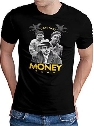 OM3 Original Money-Team - T-Shirt - Homme - Al Capone EL Chapo Pablo Escobar $ | S - 4XL - Noir - X-Large