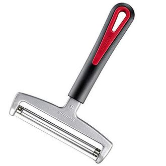 Westmark Käseschneider mit Rolle und auswechselbarem Schneiddraht, Variable Schnittstärke, Breite: 12 cm, Rostfreier Edelstahl/Aluminium/Kunststoff, Schwarz/Ro