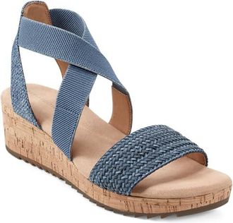 Easy Spirit Sandales compensées Lorena pour femme, Bleu/doré multicolore, 38 EU
