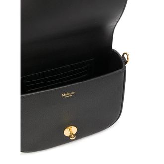 Mulberry Leather Twist-Lock Crossbody Bag - Black