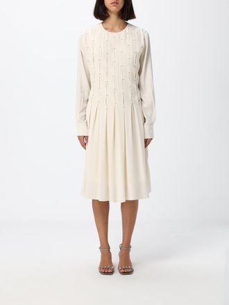 Fabiana Filippi Robe midi &eacute;vas&eacute;e en cr&ecirc;pe de Chine avec plastron