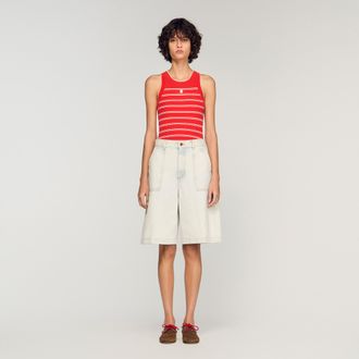 Sandro Bermuda en jean d&eacute;lav&eacute;