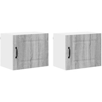 vidaXL K&uuml;chenwandschrank mit Regal 2 pcs Graues Sonoma 50 x 31 x 40 cm vidaXL