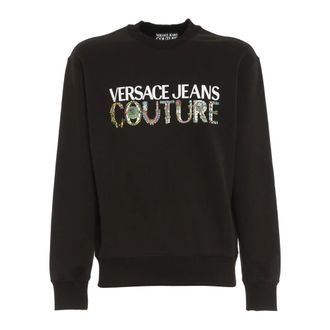 Versace Jeans Couture Logo Bedruckter Sweatshirt - - Sweatshirts & Hoodies - Herren - Schwarzk - XL