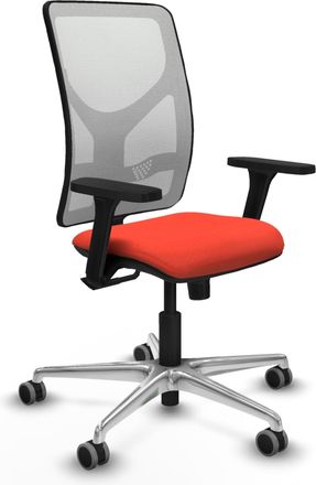 Piqueras y Crespo B&uuml;rostuhl mit Lendenwirbelst&uuml;tze, mit 3D-Armlehnen, ausgestattet mit 3 Positionen und Schneideschaum, mit Rollen von 65 mm, Parkett, Wei&szlig;/Dunkelorange