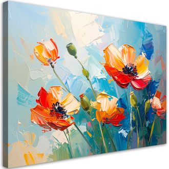 Artgeist Artgeist - Quadro Su Tela, Papaveri Rossi Fiori Imitazione Pittura Ad Olio - 100x70