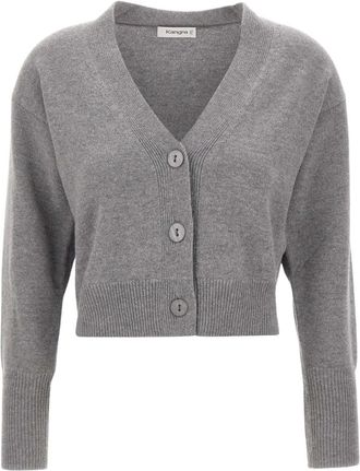 KANGRA Femme, Pulls, Gris, Taille: 38 FR Cardigan &agrave; boutons