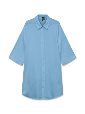 Vero Moda Damen Vmnatali 3/4 Long Overshirt WVN Ga Noos, Airy Blue, X-Large