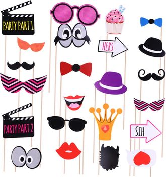TOPBATHY 22-Teiliges Set handgehaltene Fotorequisiten photobooth Accessoires Hochzeitsparty Dekoration Erwachsene Engagement Geburtstag Fotozubeh&ouml;r Foto-Requis