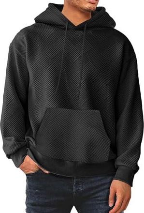 Generic Sweat &agrave; capuche uni l&eacute;ger pour homme - Automne et hiver - Manches longues - Textur&eacute; - Sweat &agrave; capuche - Sweat &agrave; capuche dext&eacute;rieur - V&ecirc;tements pour en