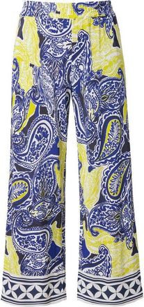 Ulla Popken Schlupfhose Slinky-Hose Paisley-Design weites Bein Elastikbund