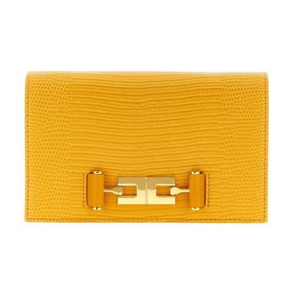 Elisabetta Franchi Pochette en cuir effet l&eacute;zard - Femme - Sacs - Jaune - Taille: ONE Size