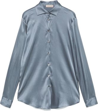 Blanca Vita Hemd aus Satin - Blau