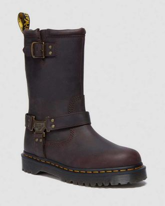 Dr. Martens Anistone Hohe Leder Biker Stiefel in Braun, Gr&ouml;&szlig;e: 36