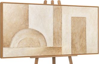 Yohji Yamamoto Art Moderne Bilder mit Rahmen Acryl Gem&auml;lde auf Leinwand handgemalt Beige Abstraktion Wandbild Wohnzimmer modernes Wohndekor Bilder B&uuml;ro echtes Kunstw