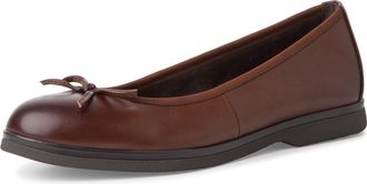 Marco Tozzi Damen Ballerinas aus Leder mit Schleife, Braun (Chestnut), 38 EU