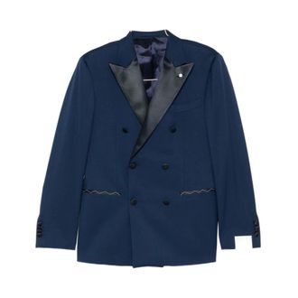 Luigi Bianchi Mantova Homme, Vestes, Bleu, Taille: XL Veste de smoking crois&eacute;e