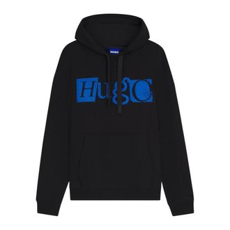 HUGO BOSS Schwarzer Pullover mit Kapuze und strukturiertem Logo - - Sweatshirts & Hoodies - Herren - Schwarzk - XL