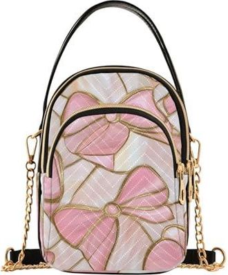 Mnsruu Sac à bandoulière pour femme avec noeud rose et sangle réglable