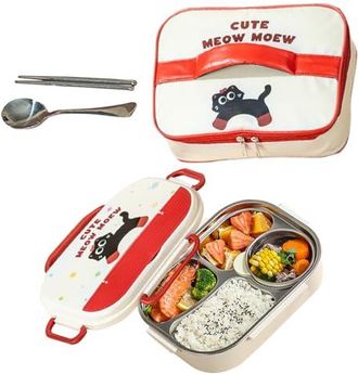 Generico Bo&icirc;te &agrave; repas en acier inoxydable | Bo&icirc;tes de rangement alimentaires en acier inoxydable avec ustensiles, bo&icirc;te de rangement pour repas anti-fuite lav