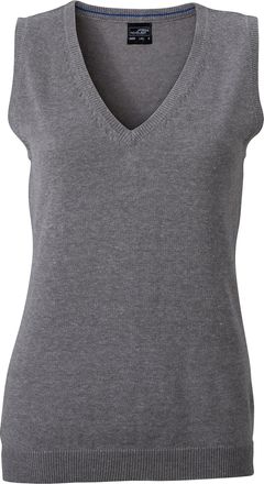 James & Nicholson Damen V-Neck Pullunder, Grau (Grey-Heather), 42 (Herstellergröße: XXL)