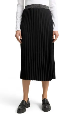 Tom Tailor Damen 1048766 Plissee Midi-Rock mit Glitzer-Detail, 14482-Deep Black, 40