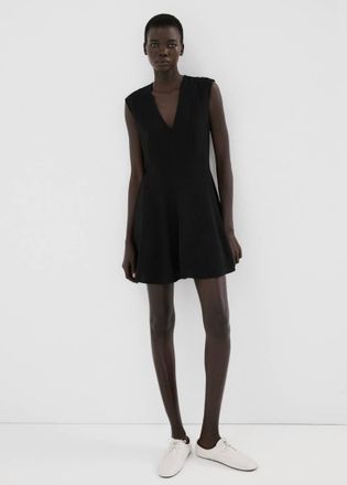 Mango Volantkleid mit V-Ausschnitt schwarz - Damen - XS - MANGO