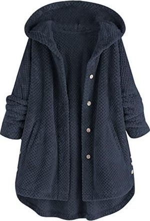 Generic Manteaux longs pour femme - Manteau dhiver en polaire pour femme - Veste de chef avec boutons et poches - Manteau dhiver &agrave; capuche - Manteau long pour