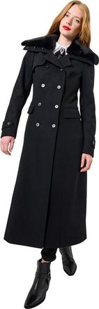 Joe Browns Damen Classic Long Black Coat with Detachable Collar Mantel, Schwarz, 38