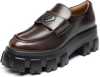 Dream Pairs Mocassins épais à plateforme confortables à enfiler pour femme - Style décontracté et tendance, marron, 38 EU