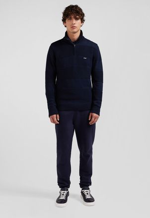 Eden Park Pull Col Camionneur En Coton Bleu Marine &Agrave; Jeux De Maille Coupe Regular