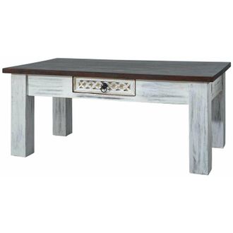 Massivmoebel24 Couchtisch Mango / Akazie 110x60x45 wei&szlig; gewachst castle-antik 245