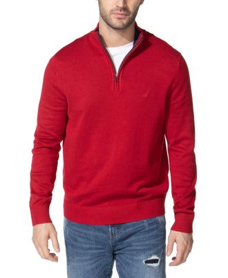 Nautica Herren Nautica Mens Quarter-zip Sweater Pullover, Nautisches Rot, S EU