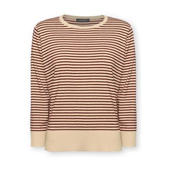 Elena Miro Viskose-Mischung Gestreifter Pullover - - Knitwear - Damen - Rot - XS