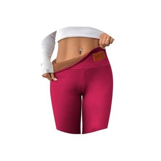 ORANDESIGNE Leggings dhiver pour Femme Thermique Doublé en Polaire Pantalon Taille Haute Chaud Extensible Slim Pants Épais Stretch Casual Leggings Collant D Vin R