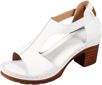 Generic Sandales &agrave; talon &eacute;pais pour femme 2026, sandales orthop&eacute;diques &agrave; bout ouvert avec bride en T et bride arri&egrave;re &agrave; enfiler - Soutien de la vo&ucirc;te plantair