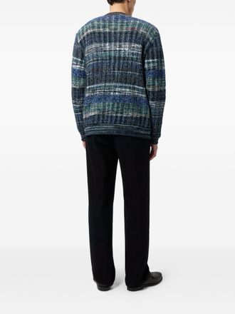 Missoni Mens Cardigan V-Neck Wool-Blend Blue Cardigans Sweater