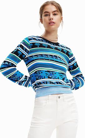Desigual Womens JERS_Rainforest 5020 Sweatshirt, Blue, XS