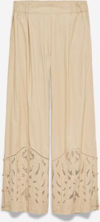 Alchemist Damen vegan Hose Mondblume Bestickt Sand Beige