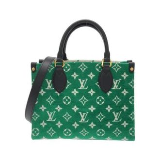 Louis Vuitton Pre-owned Sac fourre-tout OnTheGo en velours Monogram Jacquard - Femme - Pre-owned - Vert - Taille: ONE Size