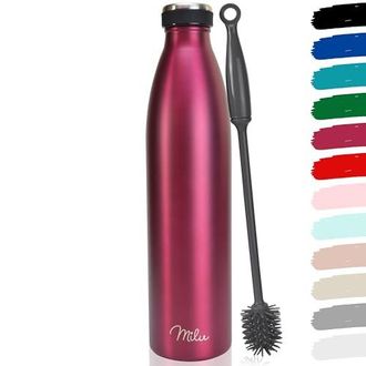 Milu Gourde en acier inoxydable 350 ml 500 ml, 750 ml, 1000 ml, 1,5 l - Bouteille isotherme, bouteille deau isol&eacute;e, double paroi anti-fuite, convient aux a