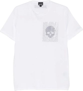 Just Cavalli Homme, Tops, Blanc, Taille: L T-shirt logo strass