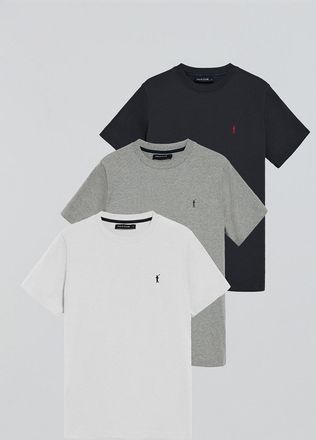 Polo Club Dreierpack Kurzarm-T-Shirts mit Rigby Go-Logo marineblau, wei&szlig; und grau meliert