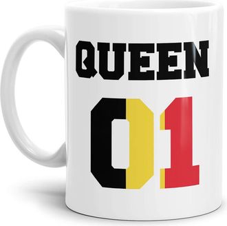 Tassendruck Flaggen-Tasse Queen - Belgien - Pokal/Mug/Cup/Becher/WM/P&auml;rchen/Paare/Freunde/Beste Qualit&auml;t - 25 Jahre Erfahrung