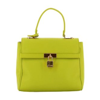 Fracomina Gelbe Umh&auml;ngetasche aus Kunstleder mit Metallischen Details - - Bags - Damen - Gr&uuml;n - ONE SIZE